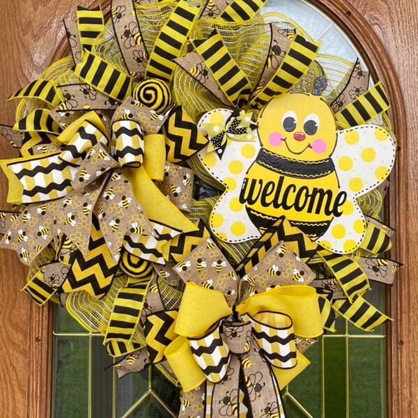 BUMBLEBEE WELCOME SIGN Pool Deck Patio Porch Door Wall Art Summer Bee ...