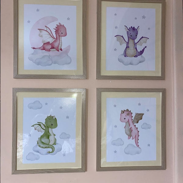 Pink Dragon Nursery Prints, Girl Nursery Prints, Girl Room Printable ...