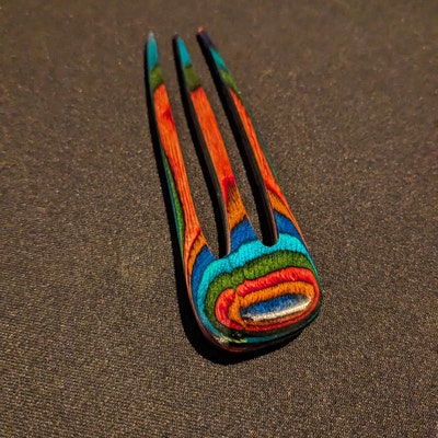 3 Prong Wooden Hair Comb Fork, Select Length & Color, Hand Shaped of ...