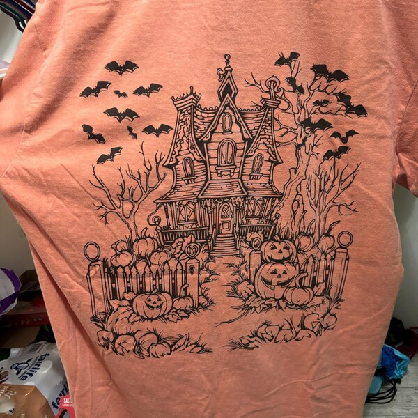 Haunted House Shirt Comfort Colors Halloween Party Tee Bats Tshirt ...