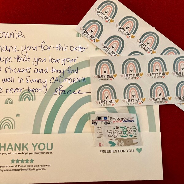 Rainbow Happy Mail Stickers, Envelope Stickers, Small Business Stickers ...