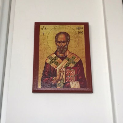 Saint Nicholas Icon, Handmade Christian Greek Orthodox Icon of St Nick ...