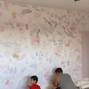 AILEEN Border Frame Nursery Decor Watercolor Flowers Pink Blue | Etsy