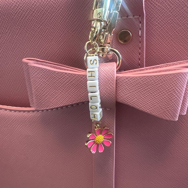 Custom Name Charm for Backpack, Personalized Bag Charm With Flower ...