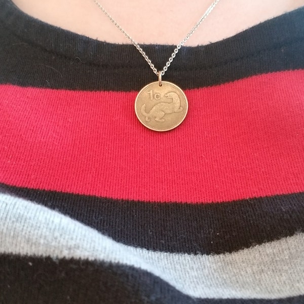 Coin Jewelry - Weasel Necklace - Republic of Malta Coin - Weasel ...