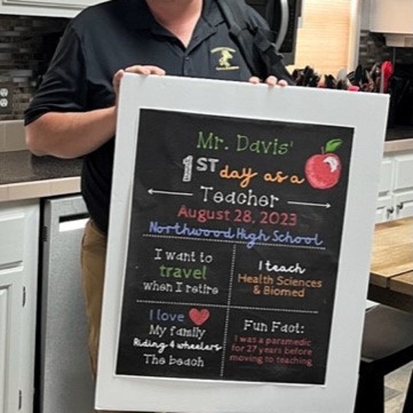 First Day Teacher Sign | Teacher First Day of School Sign | Back to ...