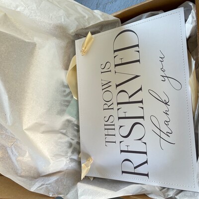 2 Reserved Signs for Wedding Chairs or Church Pews this Row is Reserved ...