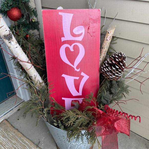 Love Sign. Valentine's Day Decoration. Valentine's Day Sign. Rustic ...