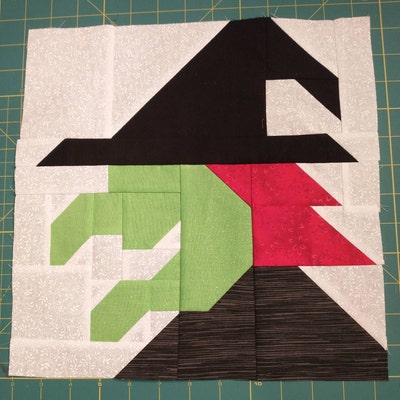 PDF Pattern Wicked Witch Quilt Block Pattern, Halloween Quilt Block ...