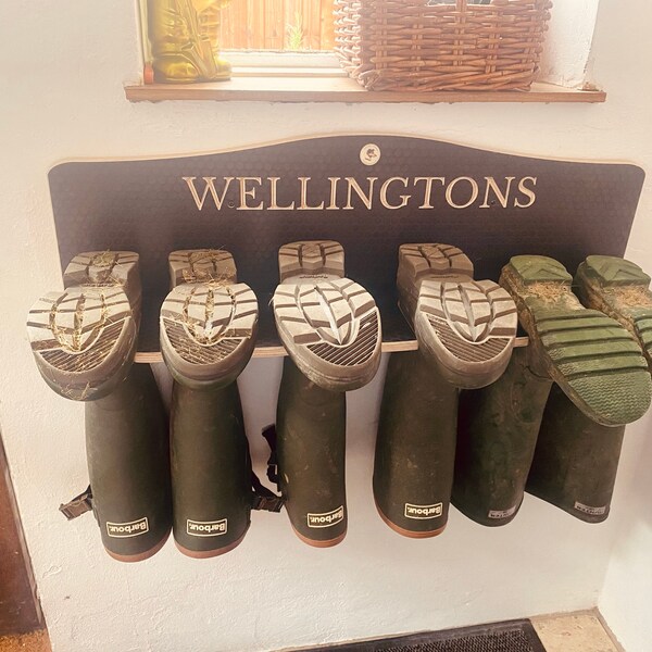 Welly Rack, Wooden Boot Holder, Wellington Storage, Shoe/walking Boot ...