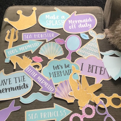Mermaid Photo Booth Props, Photo Booth Poster, Party Mermaid Decor ...