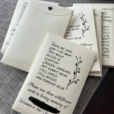 Memorial Seed Packet Favors, Funeral Seed Packets, Celebration of Life ...