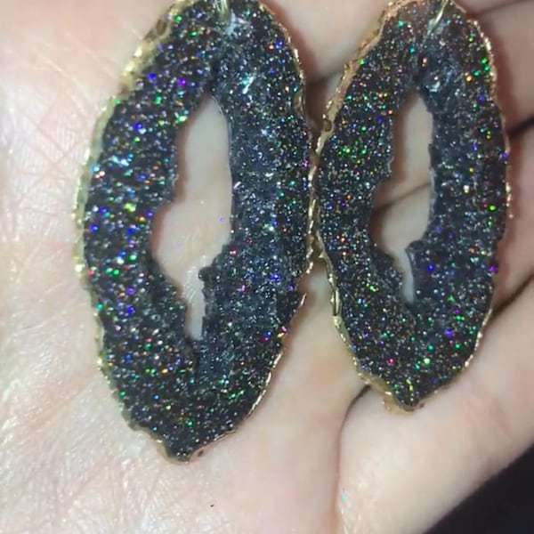 Opal Geode Pendant/agate Geo Druzy Statement Jewelry/iridescent Intense ...