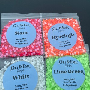 Neon Glass Rhinestones in Sizes SS16 4mm and SS20 5mm NON Hotfix ...