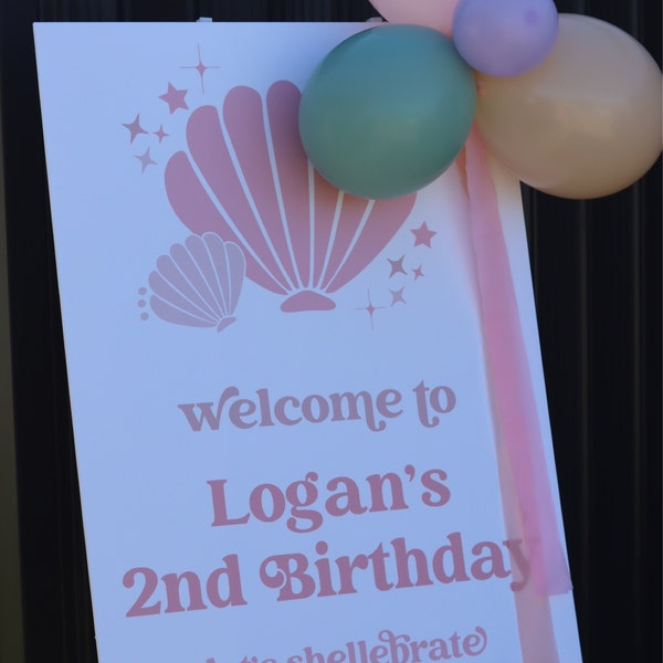 Shellebrate Birthday Welcome Sign, Sea Shell Theme, Digital Download ...