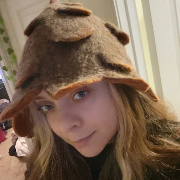 Yellow Flower Wool Felt Hat, Sauna Hat, Adult Wool Hat, Fairy Hat ...