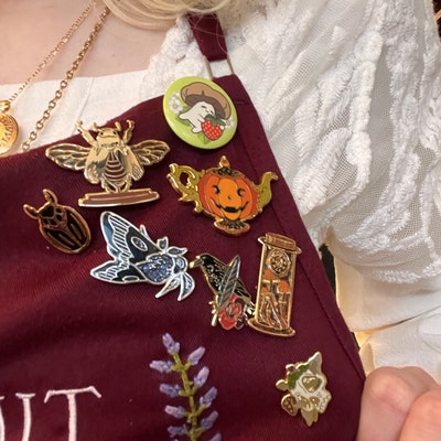 SPOOKY TEA SET Mini Enamel Pins. Hard Enamel Pin. Witchy Pin. Teapot ...