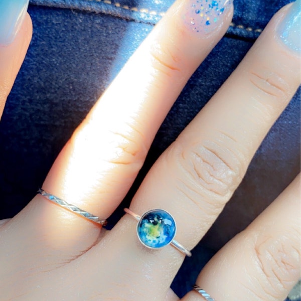 Earth Ring - Galaxy Space Jewelry Custom Sized - Petite Solar System ...