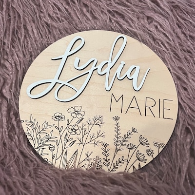 Wooden Hospital Name Tag/ Baby Name Tag/ Engraved Baby Name Tag/ Hello ...