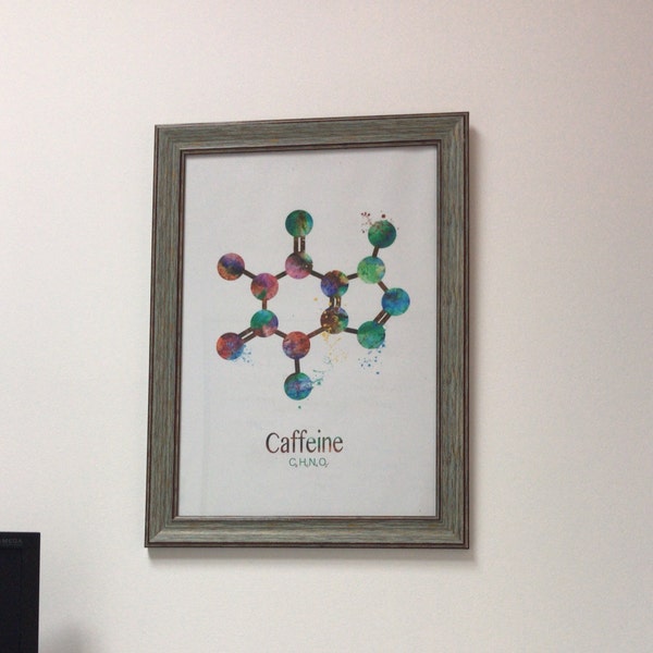 Caffeine Molecule Print Coffee Art Print Watercolor Kitchen Decor ...