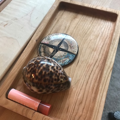 Walnut Catch All Tray, Wooden Tray, Round Wooden Tray - Etsy