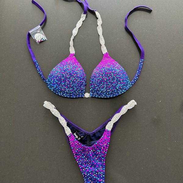 Neon Competition Set - Rhinestone Fitness - NPC - IFBB - WBFF - Figure ...