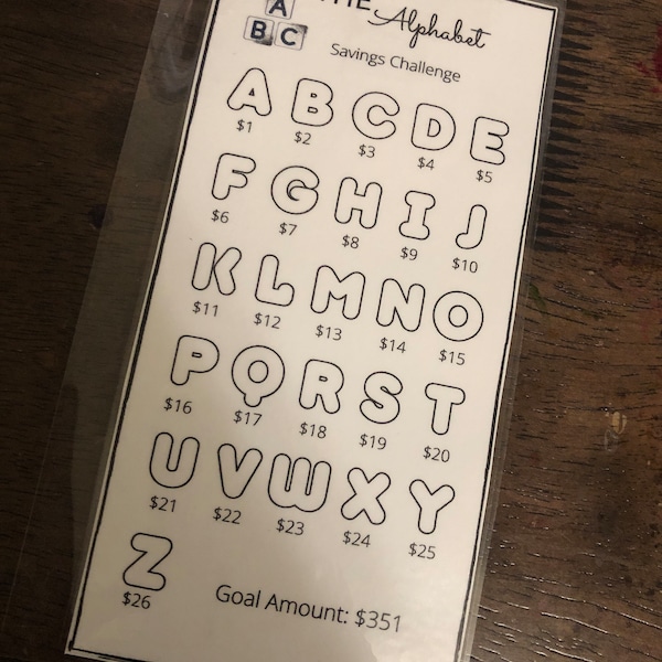 Alphabet Savings Challenge: Save 351 Dollars, Printable A6 Envelope ...