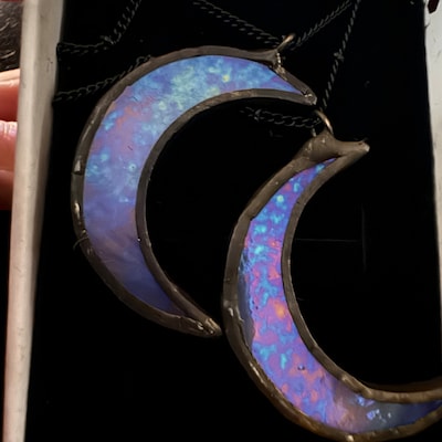 Stained Glass Window Hanging Panel Moon and Stars Night Sky Celestial ...
