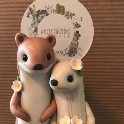Weasel Wedding Cake Topper Polymer Clay Animal Cake Topper and Keepsake ...