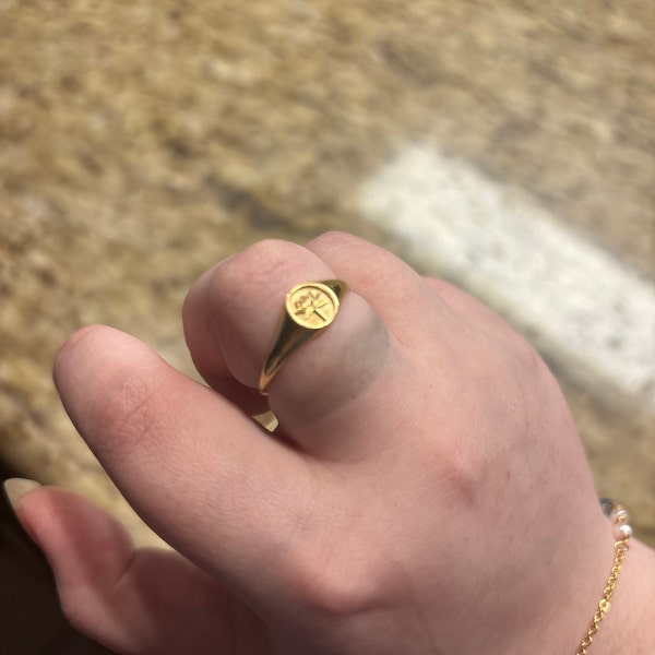 14K Gold Birthstone Ring, Birth Flower Ring, Gold Ring, Custom Floral ...