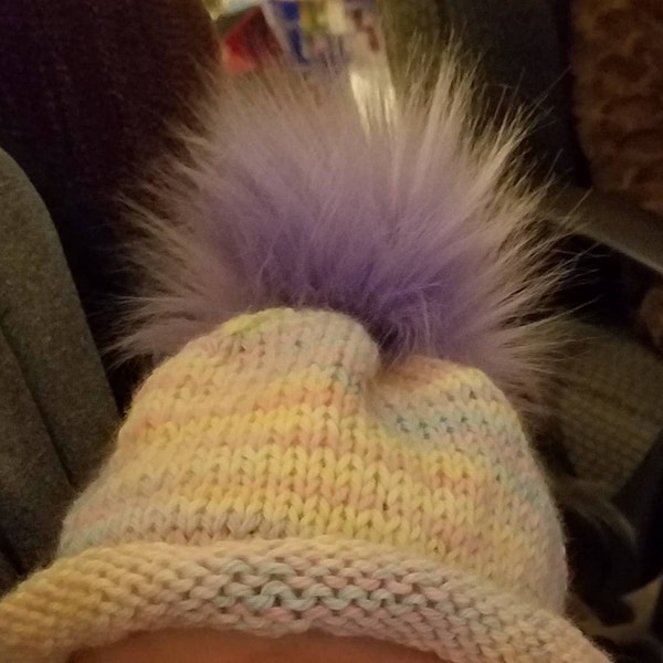 Lilac Faux Fur Pompom / Purple Fur Pom Pom / Fluffy Hat Topper ...