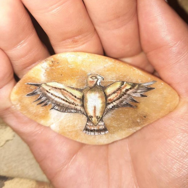 Hummingbird Stone, Bird Magic Pocket Stone, Original Art for Bird Lover ...