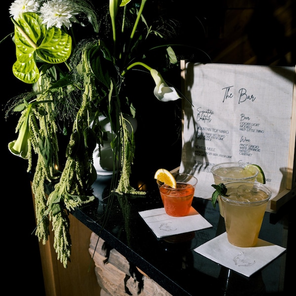 Calico Linen Bar Menu, Personalized Fabric Cocktail Drink Menu ...