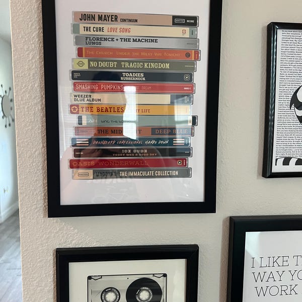 Personalised CD Stack Print, Retro Music Poster, Custom Favourite Song ...