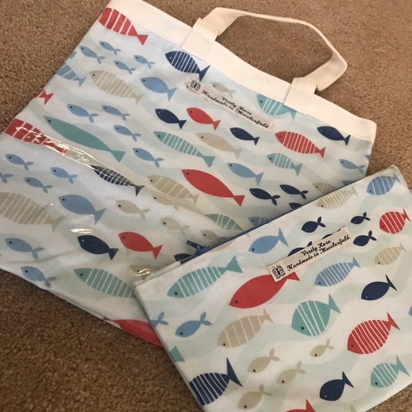 Blue Tote Bag, Fish Tote Bag, Fish Lovers Gift, Blue Shopping Bag, Blue ...