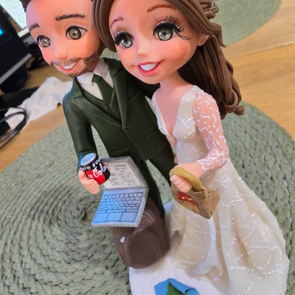 Bride and Groom Cake Topper for Wedding, Custom Wedding Cake Topper ...