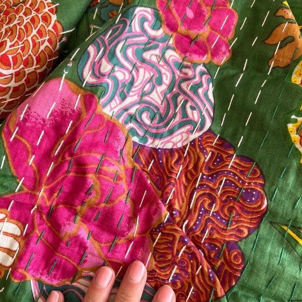 Cotton Women's Quilted Jacket Block Printed Boho Style Quilted Handmade ...