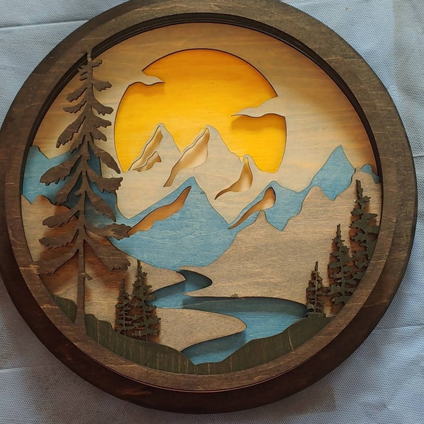 Layered Mountain Scene SVG Cut File for Laser Cutting and Cricut, Cnc ...