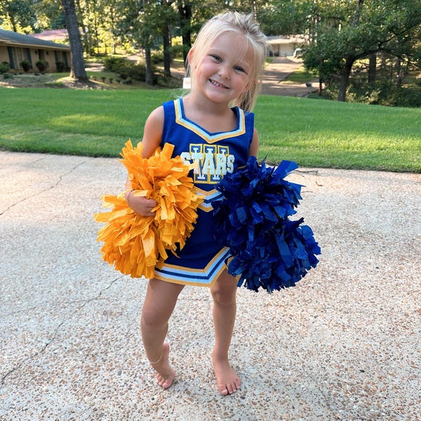 Blue & Gold Cheer Uniform, Blue and Yellow Cheerleading Uniform, Girls ...