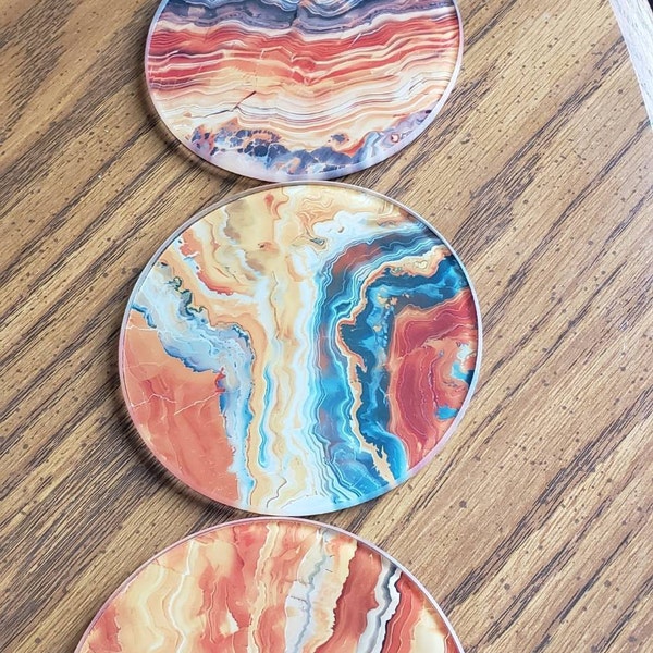 Purple Marble Glass Coasters | Unique Marble Paintings | Coffee Table ...