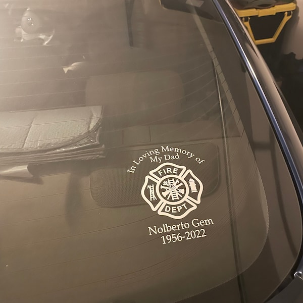 Firefighter Memorial Car Decal, Custom in Loving Memory Sticker, First ...