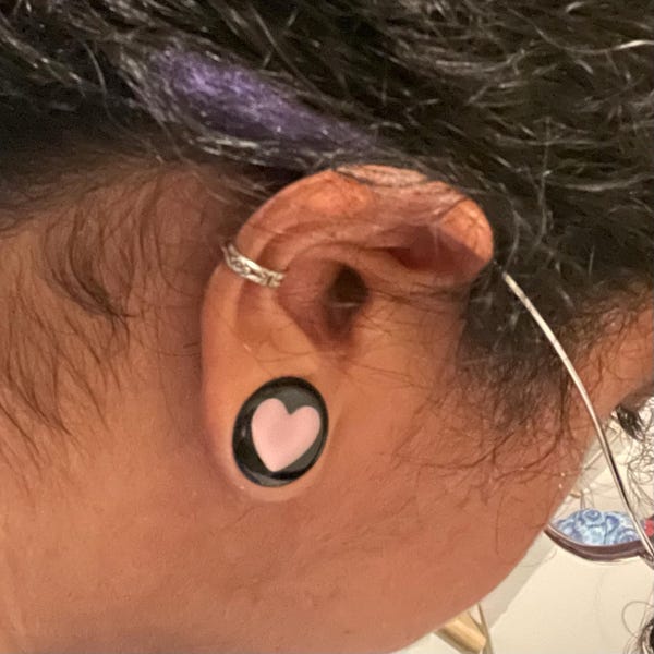 Up to 2" Aphrodite Inner Love Baby Pink Black Heart Ear Plugs Gauges ...