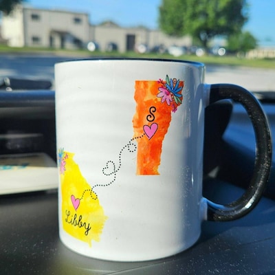 Personalized Long Distance State Mug, Custom Quote, States, Countries ...