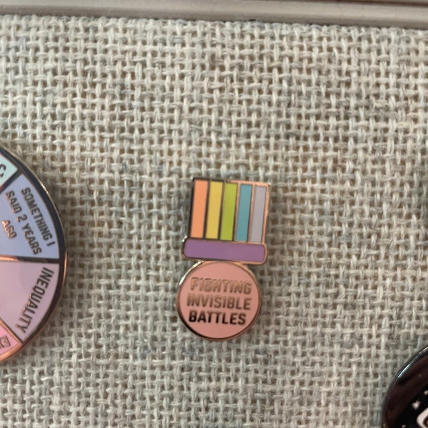 Fighting Invisible Battles Medal Enamel Pin – Rainbow Positivity Badge ...