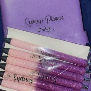 Personalized Epoxy Glitter Black Ink Pen: Refuillable | Etsy