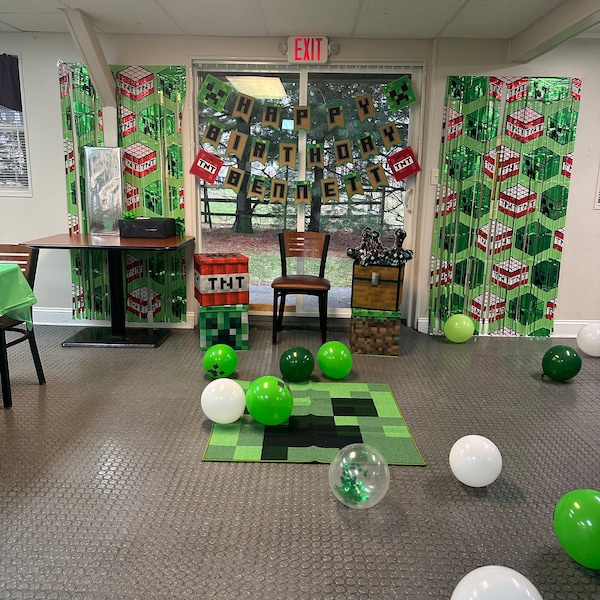 Pixel Party Mine Inspired Creep Craft TNT Birthday Banner - Etsy