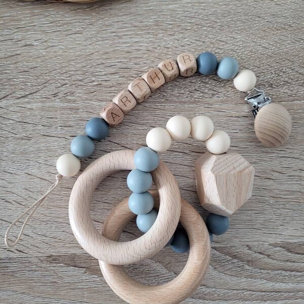 Personalized Pacifier Clip and Rattle Setcustom Baby Shower Giftpastel ...