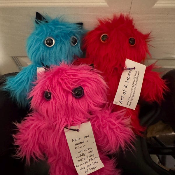 YY16, Small Cute Monster Plush Plushie Stuffie W/ Long Shaggy Yellow ...