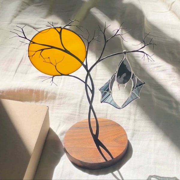 Stained Glass Oak Branch Suncatcher Acorns Botanical Artwork Mothers ...