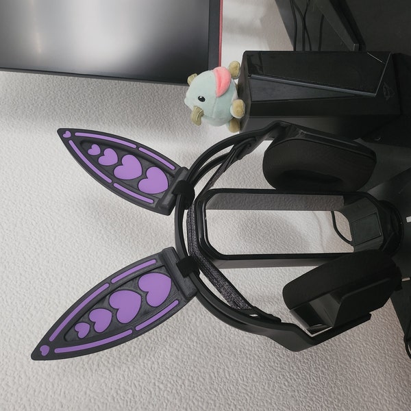 Heart Bunny Ears for Headsets and Headphones, Synthwave Gamer Rabbit ...
